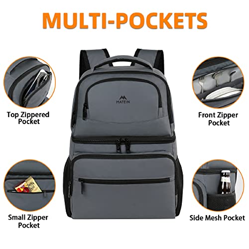 Cooler Backpack, 26 Cans Insulated Lunch Backpack for Man Women, Leakproof Double Layer Lunch Cooler Bag Lightweight Soft Lunch Backpack with Cooler Compartment, Beer Gifts for Beach Camping Hiking