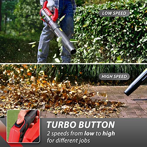 PowerSmart 20V Cordless Leaf Blower with 2PCS 1.5Ah Battery and Charger, Blowers for Lawn Care, Snow Blowing & Yard Cleaning