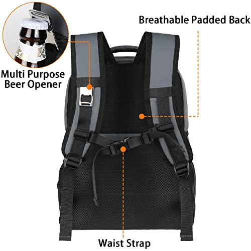 Cooler Backpack, 26 Cans Insulated Lunch Backpack for Man Women, Leakproof Double Layer Lunch Cooler Bag Lightweight Soft Lunch Backpack with Cooler Compartment, Beer Gifts for Beach Camping Hiking