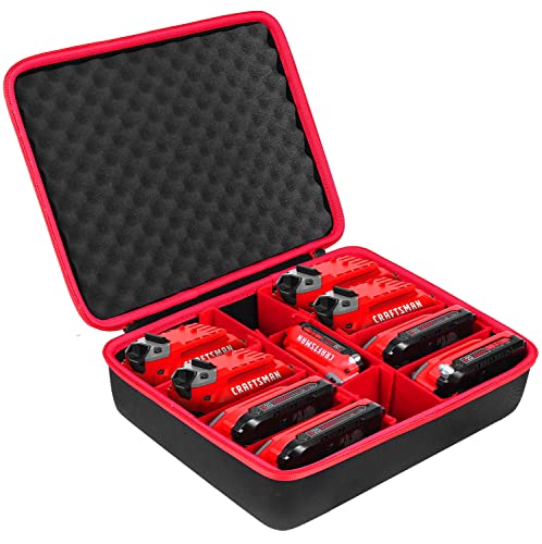 Khanka Hard Battery Storage Box Holder, Carrying Case Replacement for Craftsman 12V/19.2V/20V Max Lithium Ion Battery and Charger - Holds V20 20V 2.0/3.0/4.0/5.0/6.0/6.5/9.0-Ah Battery,(Case Only)