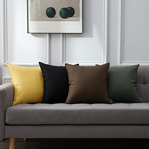 MIULEE Pack of 2 Decorative Outdoor Waterproof Pillow Covers Square Garden Cushion Sham Throw Pillowcase Shell for Patio Tent Couch 18x18 Inch Yellow