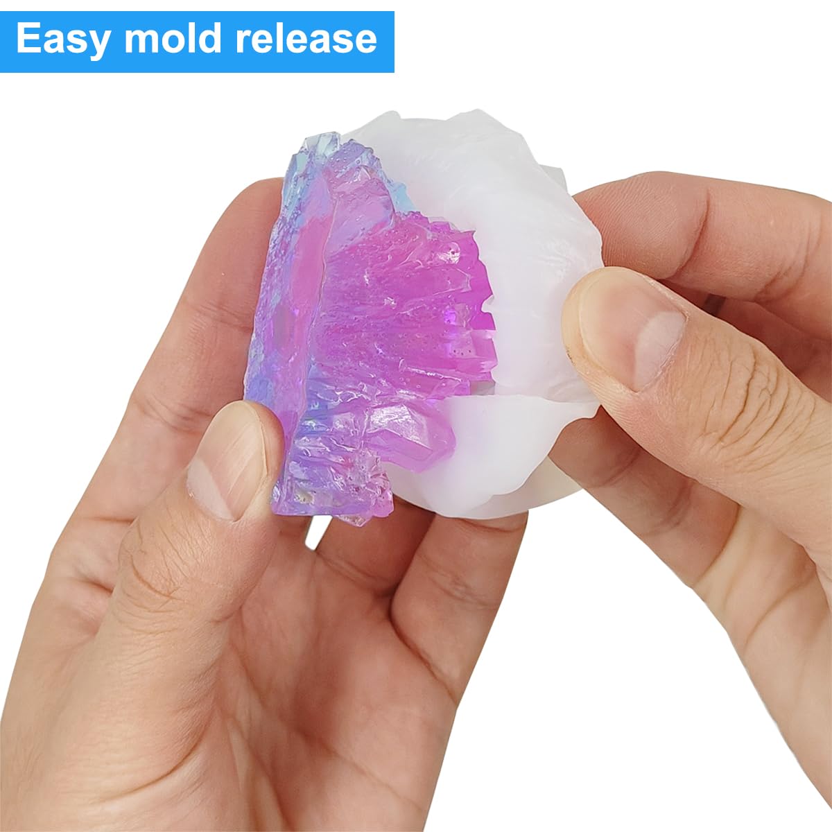 4 PCS Quartz Crystal Resin Molds, AFUNTA Crystal Cluster Silicone Molds Gravel Epoxy Casting Molds for Jewelry Making, Craft, Keychain
