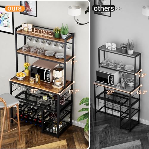 yacchi home Buffet Cabinet with Storage Double-Layer Design,47" Large Sideboard Cabinet with 3 Drawers and Movable Laminate, Durable Wood Coffee Bar Cabinet for Kitchen Dining Room (Black)