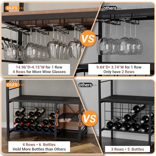 yacchi home Buffet Cabinet with Storage Double-Layer Design,47" Large Sideboard Cabinet with 3 Drawers and Movable Laminate, Durable Wood Coffee Bar Cabinet for Kitchen Dining Room (Black)