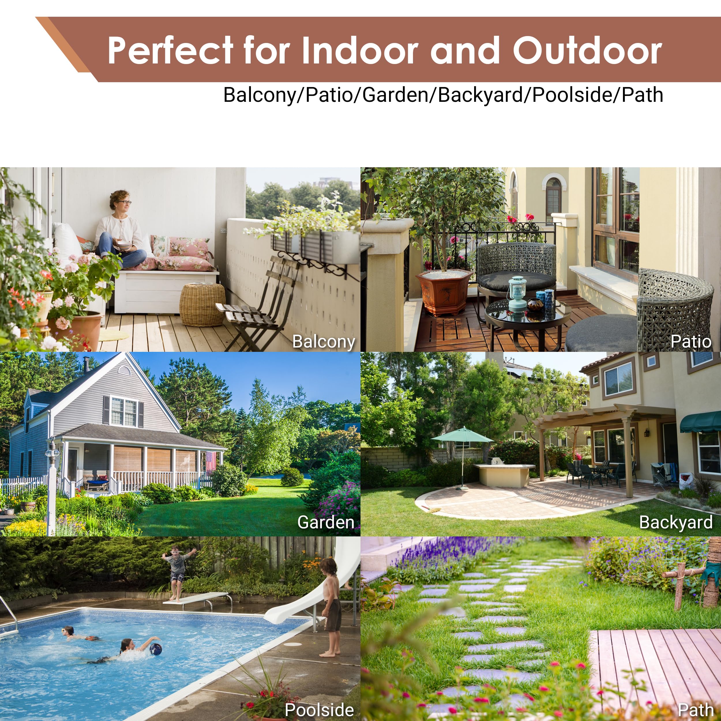 PrimeZone 108 PCS Solid Acacia Wood Interlocking Patio Deck Tiles - 12" x 12" Indoor Outdoor Waterproof Flooring Tiles for Balcony, Backyard, Garden & Poolside, All Weather Use, Brown
