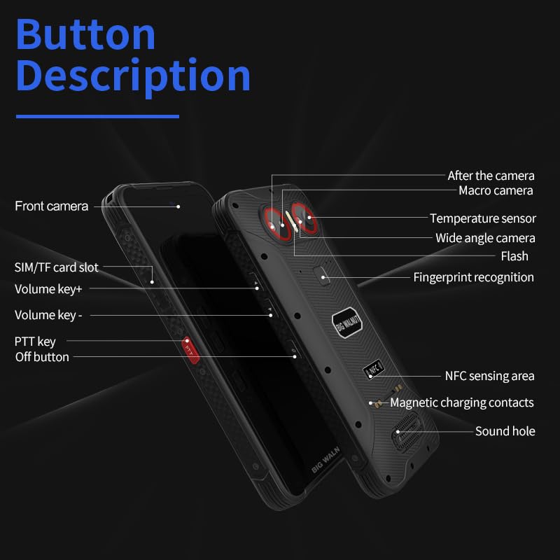 Big Walnut B1 Rugged Smartphone(2023), eSIM Dual 5G 8GB+256GB Rugged Phone Unlocked, 6.67" FHD+ Rugged Cell Phone, Android 12, 64MP Camera, 24MP Night Vision, NFC Smartphone