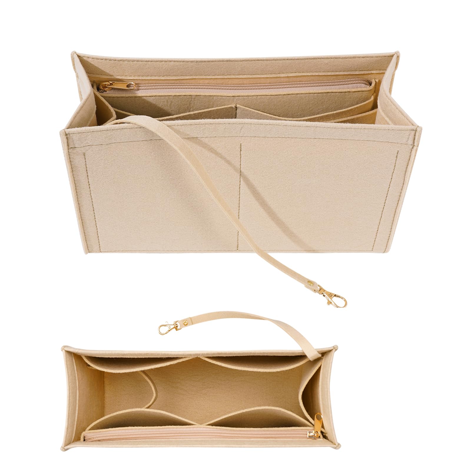 LOUKAYCCI Purse Insert Organizer for Mini dior book tote Bag Insert,Premium Purse Felt Insert Multiple Pockets (Small, Khaki)