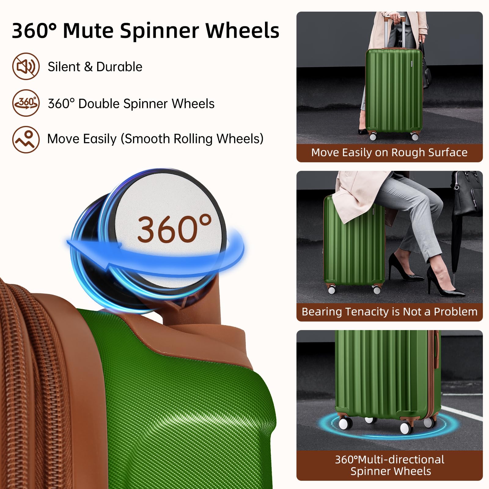 LARVENDER Luggage Sets 6 Piece, Expandable Hardside Suitcase Set Carry on Luggage with Spinner Wheels, Lightweight Travel Luggage Set with TSA Locks for Men and Women, Green