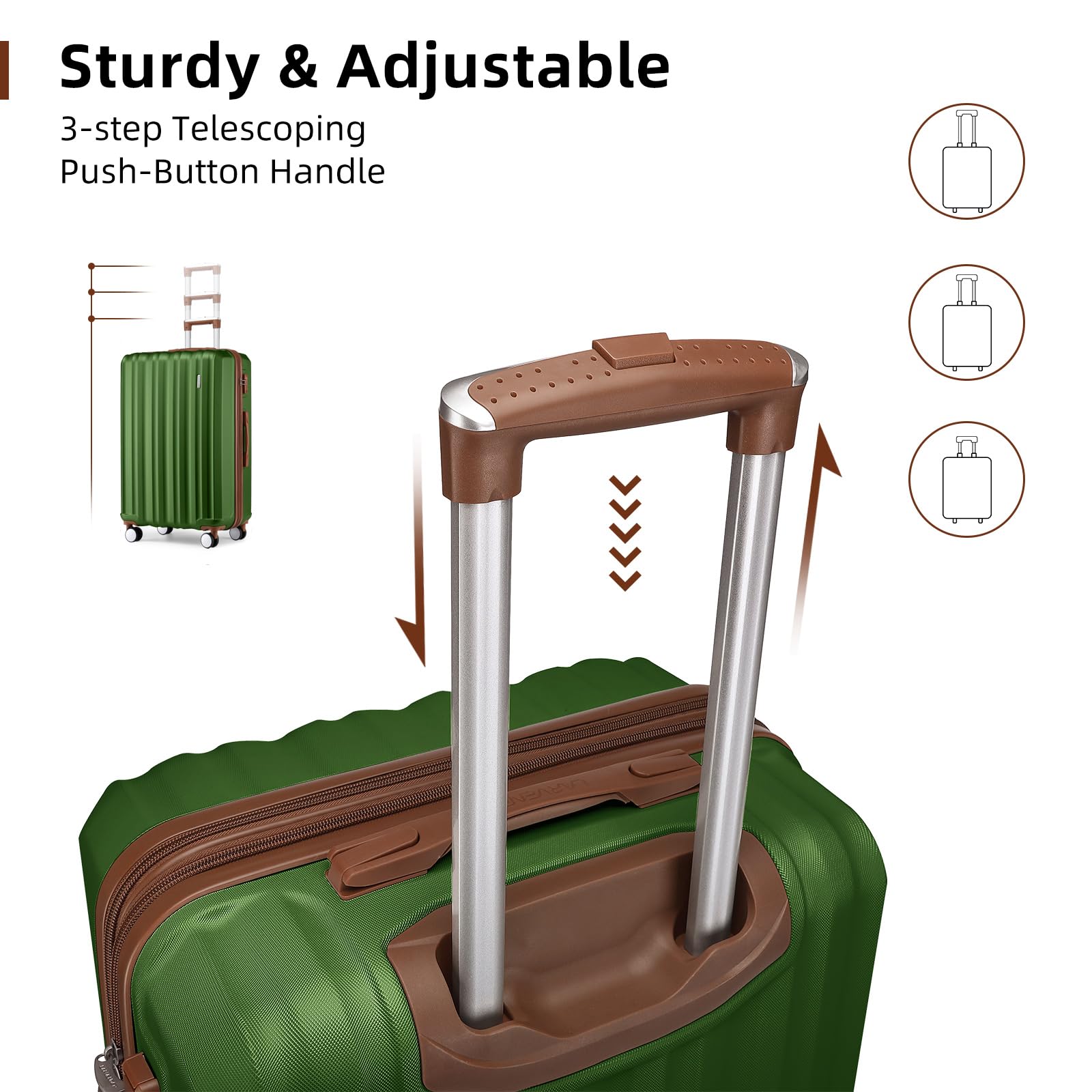 LARVENDER Luggage Sets 6 Piece, Expandable Hardside Suitcase Set Carry on Luggage with Spinner Wheels, Lightweight Travel Luggage Set with TSA Locks for Men and Women, Green