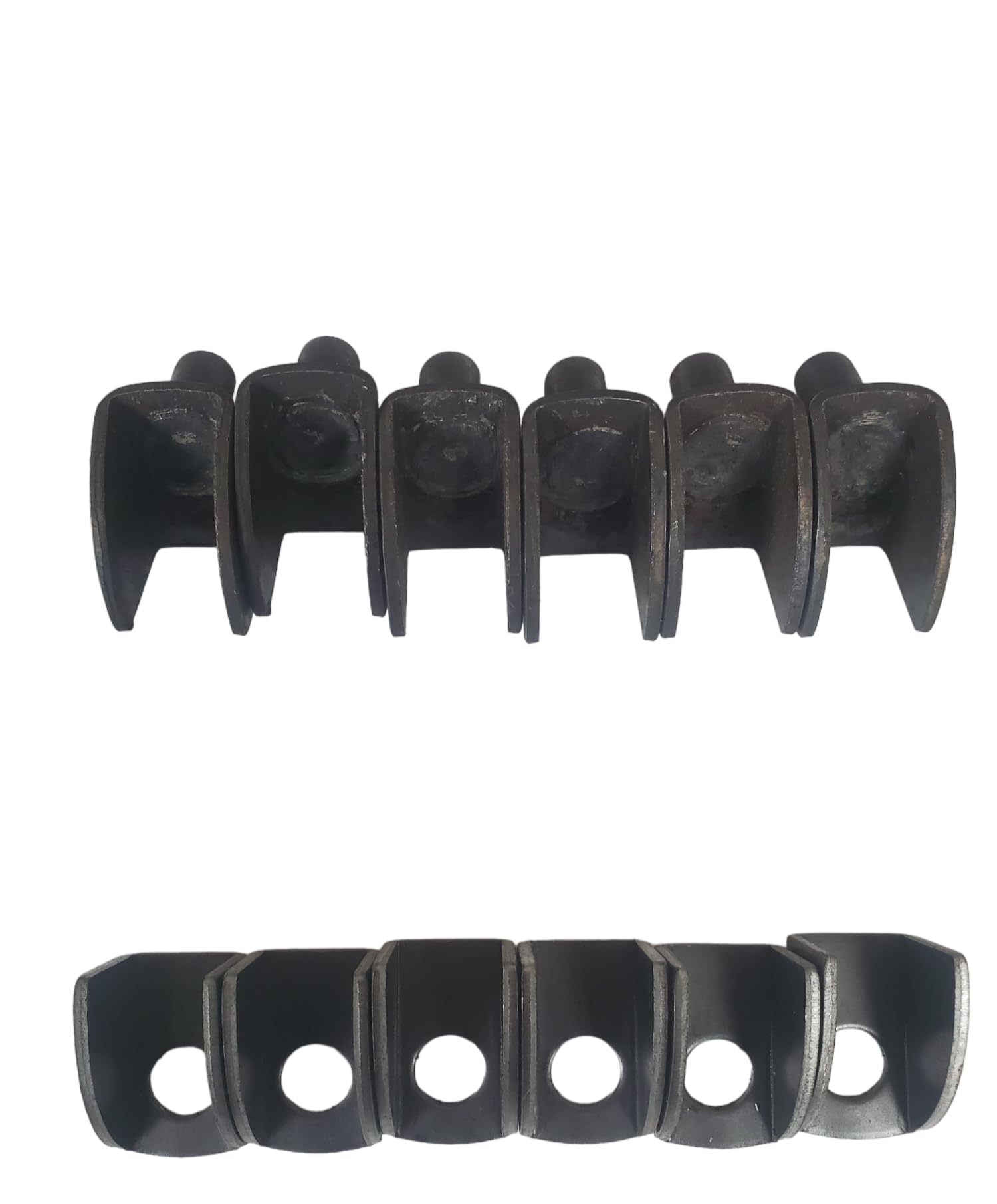Generic Iron Bat Wing Hinges, Brackets - 6 Pairs, Male + Female, Weld-on, Unfinished, Gray