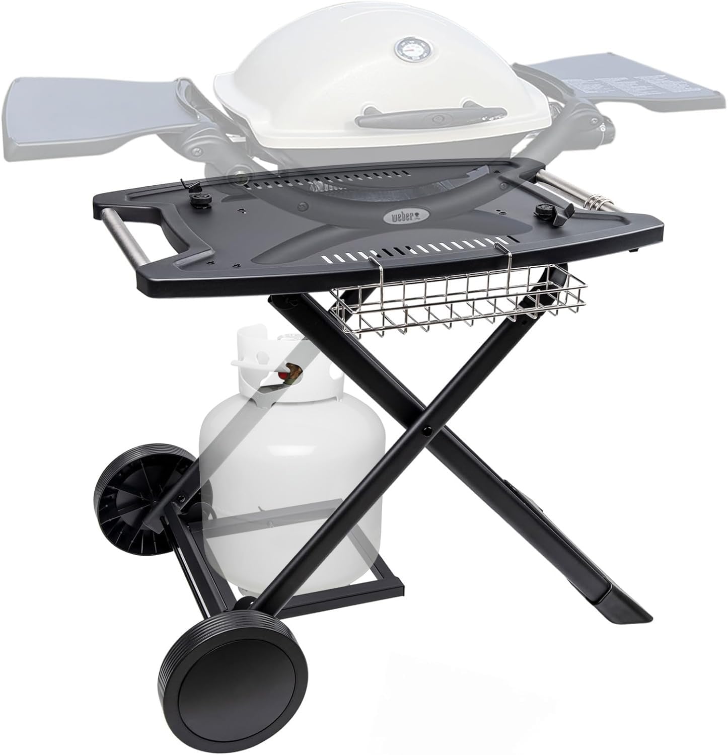 Weber Q Series Portable Grill Cart - Folding Stand for Q1200, Q1000, Q2200, Q2000, Q2400 - Outdoor BBQ