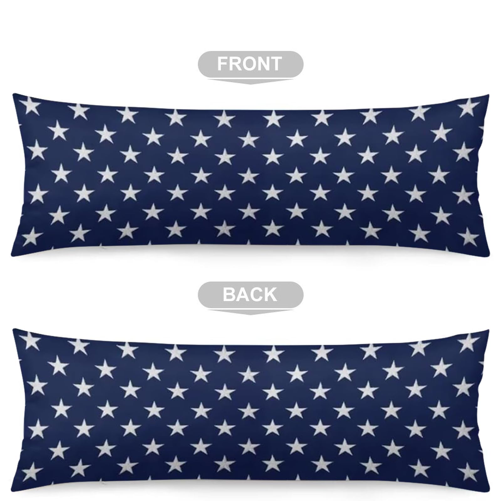Blue Body Pillow Cover,Blue and White Stars Pattern,Farmhouse Long Pillow Case Protector with Zipper Decorative Soft Rectangle Bed Pillowcases for Bedroom,Couch,Sofa,Home Gifts 20"x54"