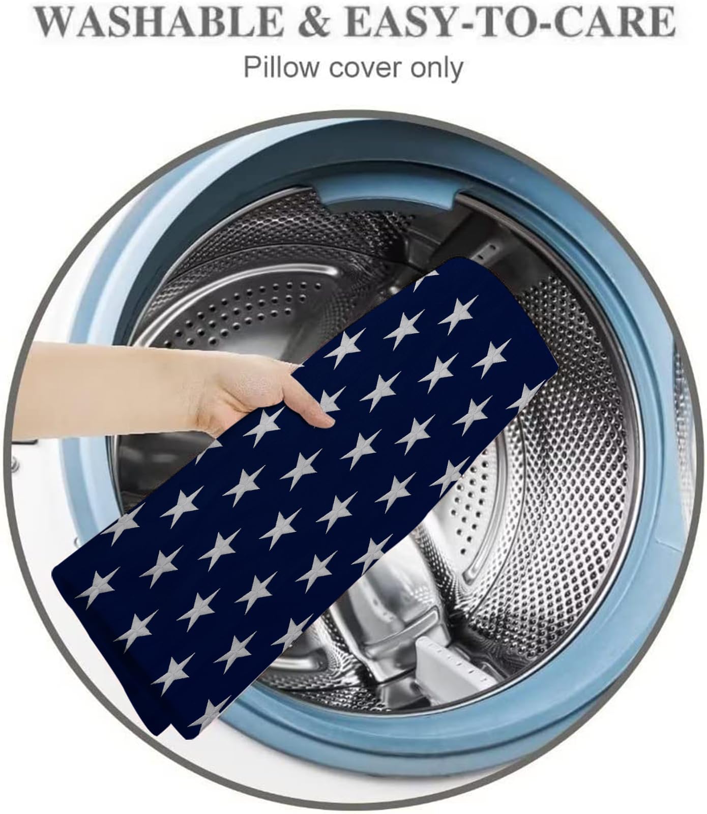 Blue Body Pillow Cover,Blue and White Stars Pattern,Farmhouse Long Pillow Case Protector with Zipper Decorative Soft Rectangle Bed Pillowcases for Bedroom,Couch,Sofa,Home Gifts 20"x54"