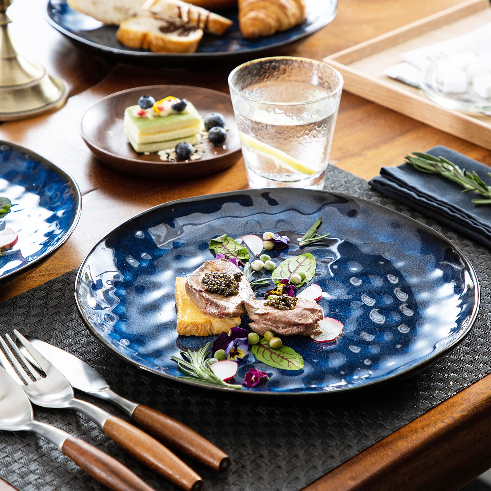 vancasso Starry Dinner Plates, 10.5 Inch Ceramic Plates, Microwave, Oven and Dishwasher Safe Plates Set of 4, Modern Dinnerware Dishes Set&Scratch Resistant-Blue