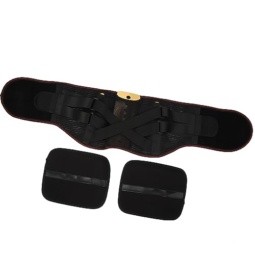 VBESTLIFE Lumbar Support Belt, Flexible Adjustment Curved Lumbar Support Brace 360 Degree Fixed Support Black Breathable with Massage Pads for Sports Waist Protection (XL)