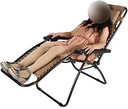 XZGDEN Lightweight Mahanz Sun Lounger Camping Chairs Zero Gravity Lounge Chair with Pillow Adjustable Folding Recliner Outdoor Patio Chair Brown