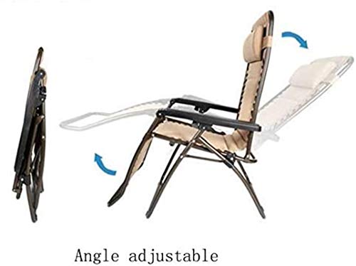 XZGDEN Lightweight Mahanz Sun Lounger Camping Chairs Zero Gravity Lounge Chair with Pillow Adjustable Folding Recliner Outdoor Patio Chair Brown