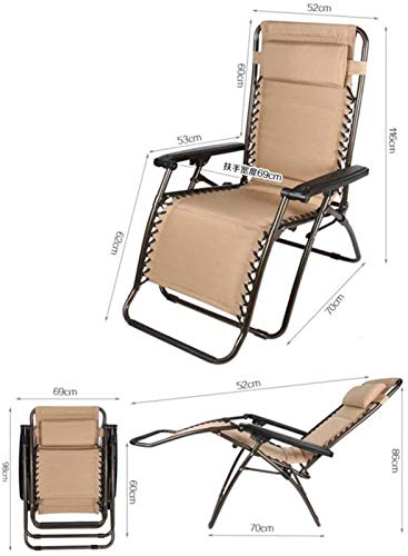 XZGDEN Lightweight Mahanz Sun Lounger Camping Chairs Zero Gravity Lounge Chair with Pillow Adjustable Folding Recliner Outdoor Patio Chair Brown