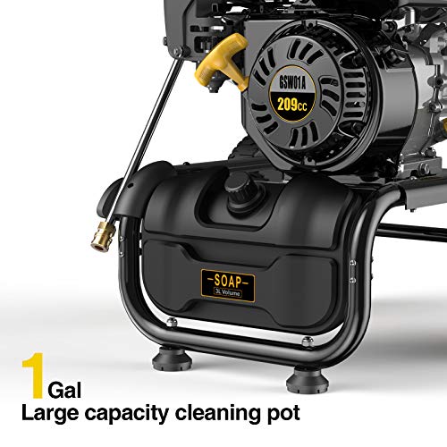 High Power Gas Pressure Washer, 3200PSI at 2.4GPM Power Washer, 25-feet Hose, Portable, Stable,Industrial Style.Black