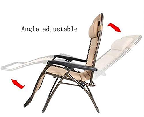 XZGDEN Lightweight Mahanz Sun Lounger Camping Chairs Zero Gravity Lounge Chair with Pillow Adjustable Folding Recliner Outdoor Patio Chair Brown