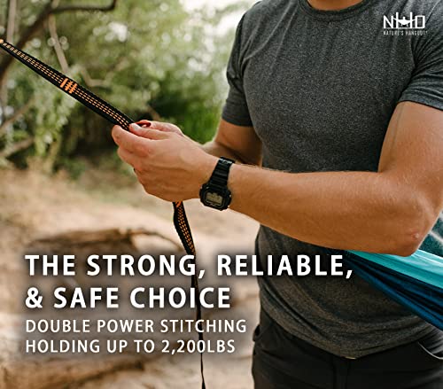 Hammock Straps for Trees with 2 Carabiners - 10 FT Tree Swing Strap - 700+ LBS Heavy Duty 32 Loops & No Stretch Camping Hammock Tree Straps - 20 FT Combined Tree Swing Hanging Kit - Natures Hangout