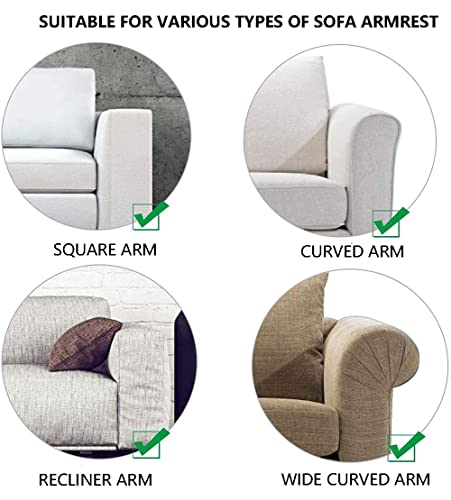 2 PCS Sofa Armrest Covers, Jacquard Stretch Armrest Covers, Non Slip Furniture Protector, Durable Chair Arm Protectors for Sofa, Armchair, Couches, Recliner