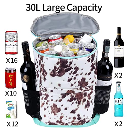 Cooler Backpack Women Cow Leak Proof Backpack Cooler Bags Lightweight Soft Lunch Backpack with Cooler Compartment,Wine Cooler for Hiking Camping,24 cansā¦