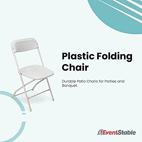 EventStable TitanPRO White Plastic Folding Chair - Lightweight Foldable Outdoor Chair - Durable Patio Chairs - Chairs Set for Parties Banquet Events - 10 Pack
