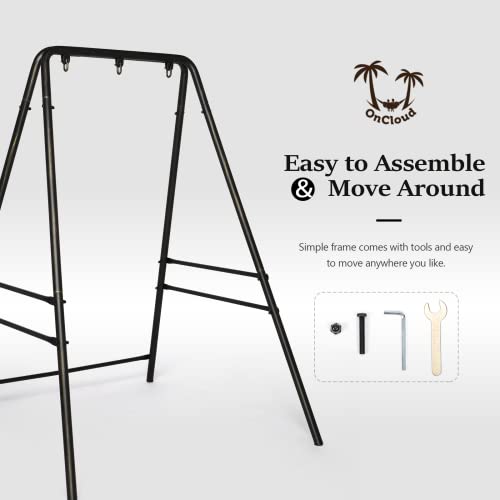 ONCLOUD Upgraded Hammock Chair Stand Metal Swing Stand Frame, Heavy Duty Steel Hammock Stand Only for Porch, Backyard, Indoor or Outdoor, Antique Bronze Finish