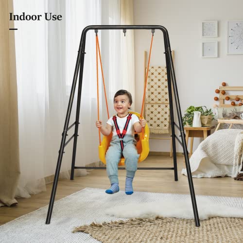 ONCLOUD Upgraded Hammock Chair Stand Metal Swing Stand Frame, Heavy Duty Steel Hammock Stand Only for Porch, Backyard, Indoor or Outdoor, Antique Bronze Finish
