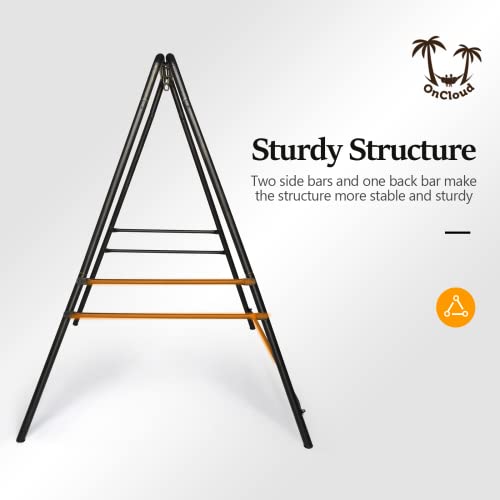 ONCLOUD Upgraded Hammock Chair Stand Metal Swing Stand Frame, Heavy Duty Steel Hammock Stand Only for Porch, Backyard, Indoor or Outdoor, Antique Bronze Finish