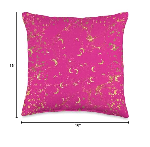 Bee Kind and Compassionate Moon and Stars, Gold, Men, and Women, Birthday Gift Throw Pillow, 16x16, Multicolor