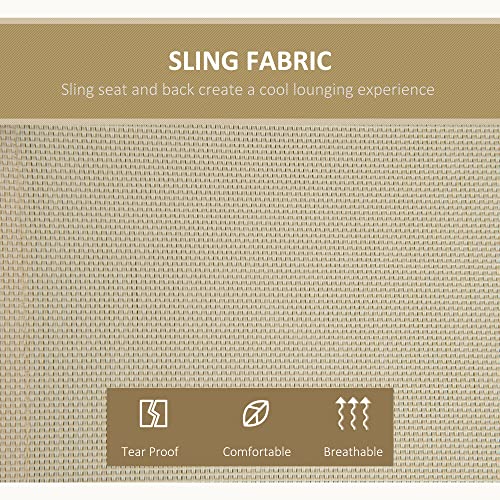 Outsunny 2-Person Patio Swings with Canopy, Outdoor Canopy Swing with Adjustable Shade, Breathable Mesh Seats and Steel Frame for Garden, Poolside, Backyard, Beige