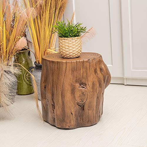 Ball & Cast Concrete Stool End Table, 16.5"H, Brown