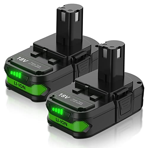 POWTREE 3000mAh 18V P108 Lithium Battery Replacement for Ryobi 18V Battery Ryobi ONE+ P107 P102 P103 P104 P105 P106 P109 P122 Cordless Power Tools 2 Packs