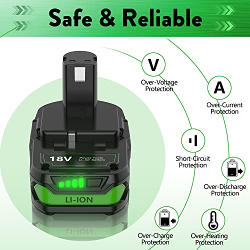POWTREE 3000mAh 18V P108 Lithium Battery Replacement for Ryobi 18V Battery Ryobi ONE+ P107 P102 P103 P104 P105 P106 P109 P122 Cordless Power Tools 2 Packs
