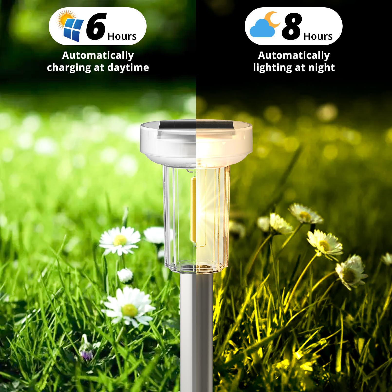 PEATOP Solar Outdoor Lights 10 Pack, Solar Powered Landscape Path Lights LED Solar Garden Lights IP67 Waterproof Lights Auto On/Off Lawn Lights for Walkway Yard Backyard Patio Driveway Decorative
