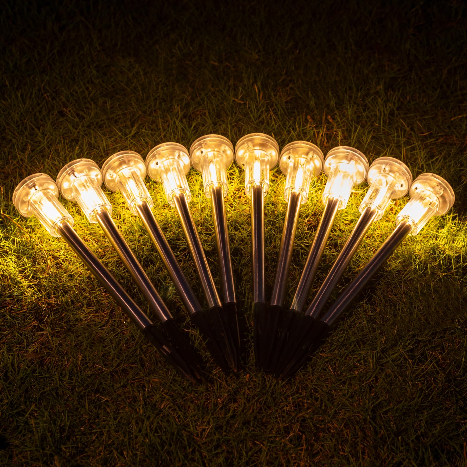 PEATOP Solar Outdoor Lights 10 Pack, Solar Powered Landscape Path Lights LED Solar Garden Lights IP67 Waterproof Lights Auto On/Off Lawn Lights for Walkway Yard Backyard Patio Driveway Decorative