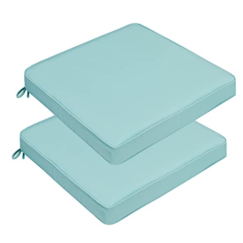 JMGBird Outdoor Chair Cushions 19 x 19 Inch, Set of 2 Outdoor Seat Cushions for Patio Furniture, Water Resistant Square Corner Seat Cushions for Garden Sofa Couch Chair Pads with Adjustable Straps