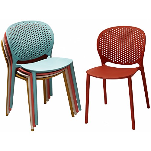 2xhome Set of 3 Modern Pool Patio Chairs, Plastic Armless Dining Side Chairs for Indoor or Outdoor Use, White