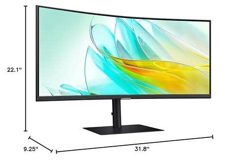 SAMSUNG 34” ViewFinity S65UA Series Ultrawide QHD Curved Monitor, HDR10, 100Hz, 350 nit, USB- C, Adjustable Stand, Intelligent Eye Care, LS34C650UANXGO, Black