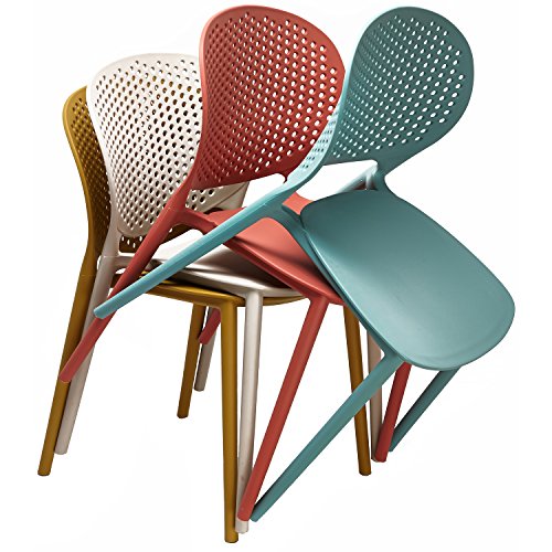 2xhome Set of 3 Modern Pool Patio Chairs, Plastic Armless Dining Side Chairs for Indoor or Outdoor Use, White