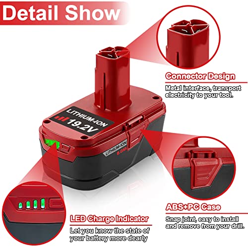 VANTTECH 2Pack Upgraded C3 19.2V 6.0Ah Lithium Battery Replace for Craftsman 19.2 Volt Battery DieHard C3 XCP 3130211004 130279005 11375 11045 1323903 315.115410 315.11485 315.PP2011 Cordless Battery