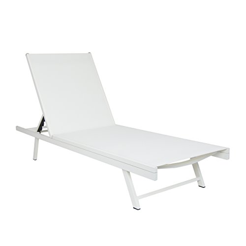 Christopher Knight Home Simon Outdoor Aluminum and Mesh Chaise Lounge, White/White