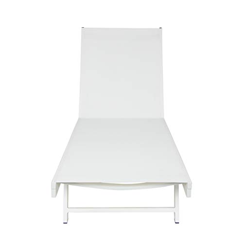 Christopher Knight Home Simon Outdoor Aluminum and Mesh Chaise Lounge, White/White