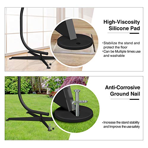 GREENSTELL Hammock Swing Stand,Hanging C-Stand with Buckle and Spring Hook, for Indoor,Outdoor,Sturdy Hanging Stand Max Load 150kg