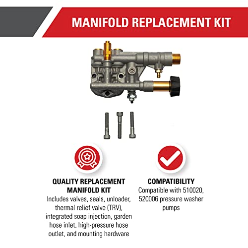 Simpson Cleaning 7108366 Manifold Replacement Kit for OEM Technologies 510020 and 520006 Axial Cam Pressure Washer Pump, Multi