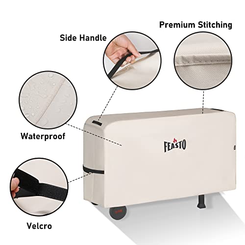 Outdoor Dining Cart Cover for Feasto Three-Shelf Movable Dining Cart Prep Table, Heavy Duty Waterproof Cover for Feasto Dining Cart, Beige (L50.4β x W23.6β x H28.7β)
