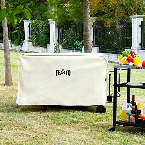 Outdoor Dining Cart Cover for Feasto Three-Shelf Movable Dining Cart Prep Table, Heavy Duty Waterproof Cover for Feasto Dining Cart, Beige (L50.4β x W23.6β x H28.7β)
