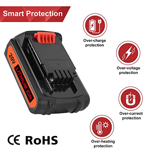 Touyeet 2 Pack 3500mAh LBXR20 20V Lithium Battery Compatible with Black and Decker 20V Lithium Battery Black+Decker 20V MAX Powerconnect Cordless Tools and Outdoor Equipment